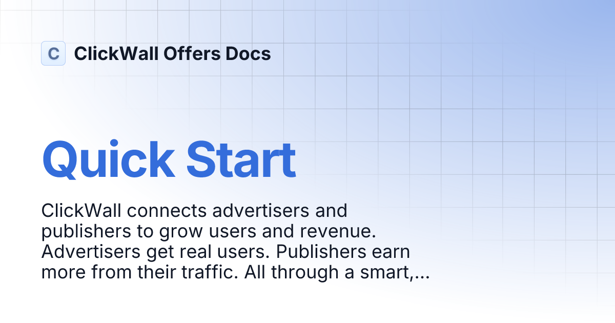Quick Start | ClickWall Offers Docs
